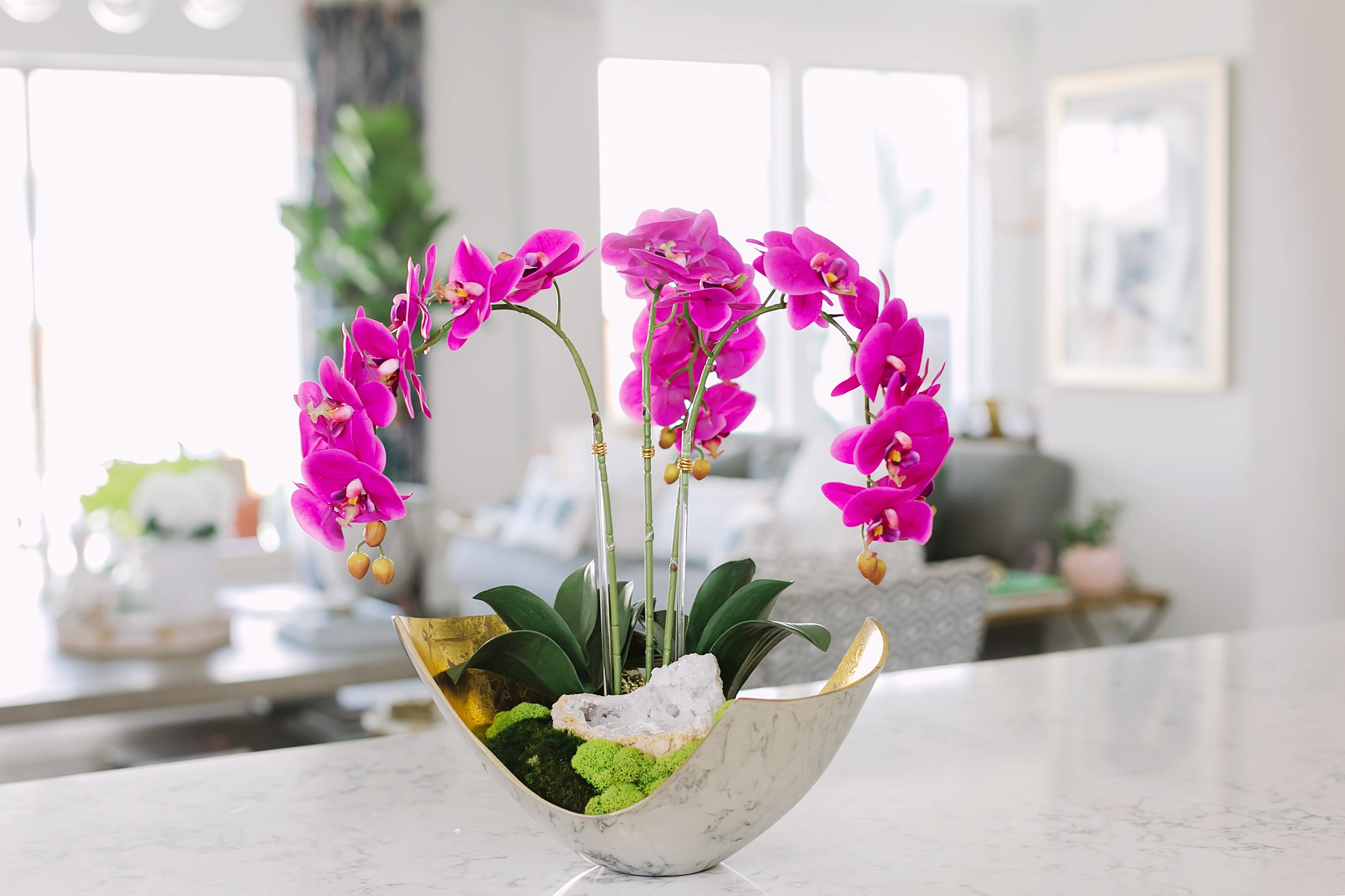 Orchid Table Top in Silver Square – T&C Floral Company